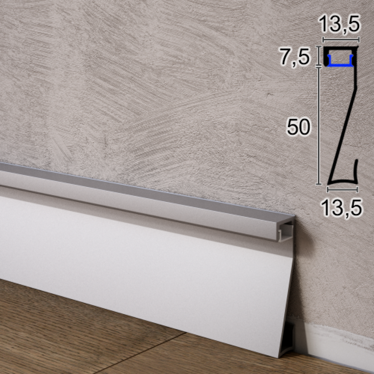 Алюмінієвий плінтус універсальний з LED-підсвіткою Metal Plintus Р-50 ...