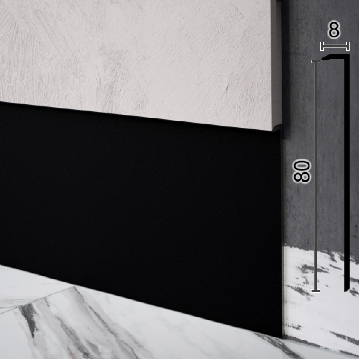 Алюмінієвий плінтус прихованого монтажу Metal Plintus P-118 під МДФ ...